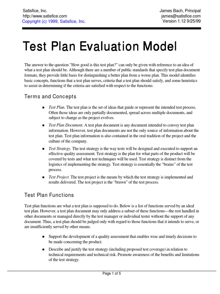 Test Plan Evaluation Model | Software Testing | Heuristic