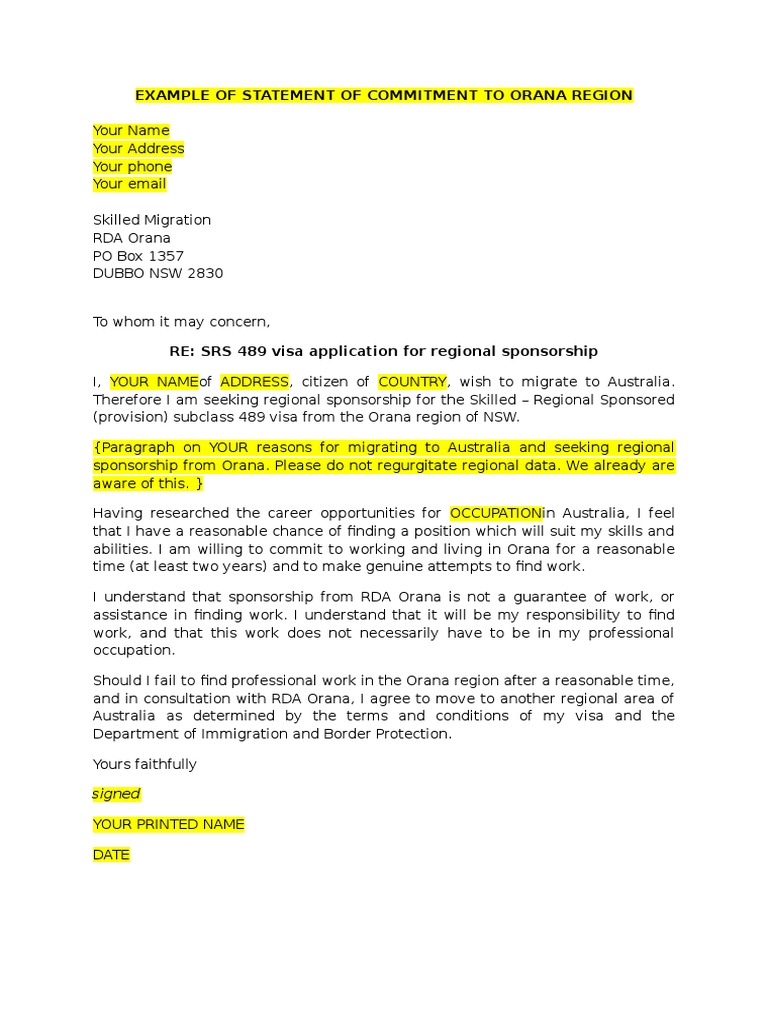 Commitment Statement - Example | PDF