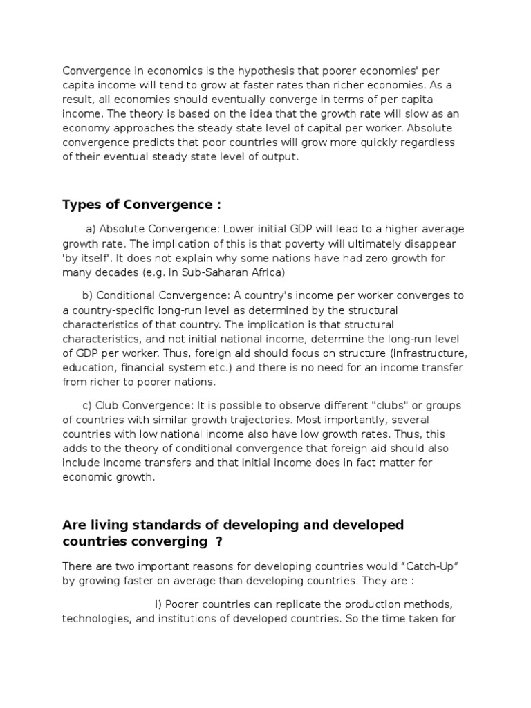 Economic Convergence: Hypotheses and Examples | PDF | Economic ...