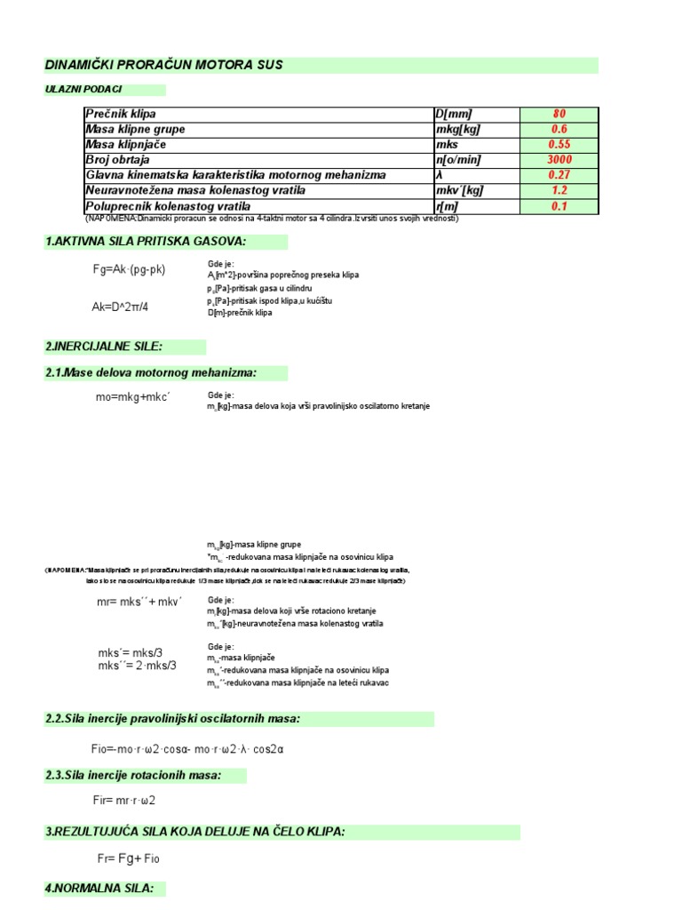 Dinamicki Proracun Motora SUS | PDF
