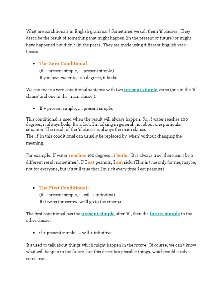 The Zero Conditional:: Present Simple | PDF | Grammar | Languages