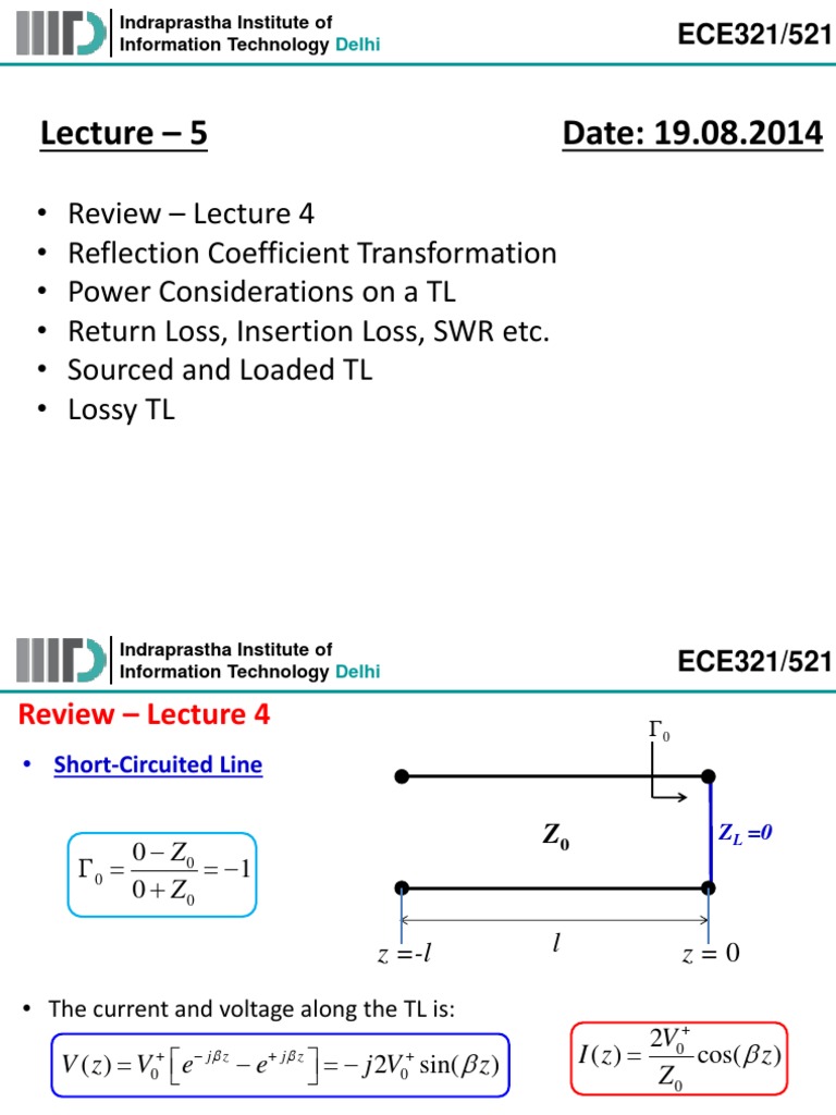 Lect - 5 - 2014-RF Circuit Design (ECE321/521) | PDF | Transmission Line | Electricity