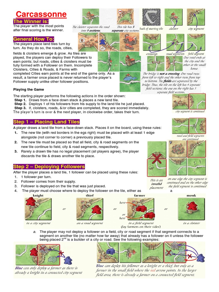 Instructions For Carcassonne With 2 Expansions | Leisure Activities | Games Of Mental Skill
