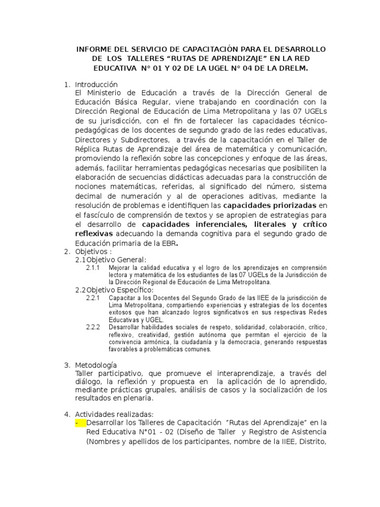 Modelo de Informe Educativo | Educación primaria | Evaluación