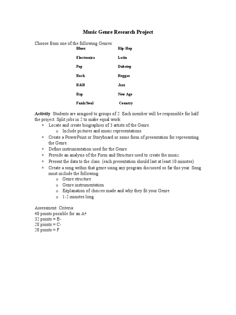 Music Genre Research Project Guide | PDF | Hip Hop Music ...