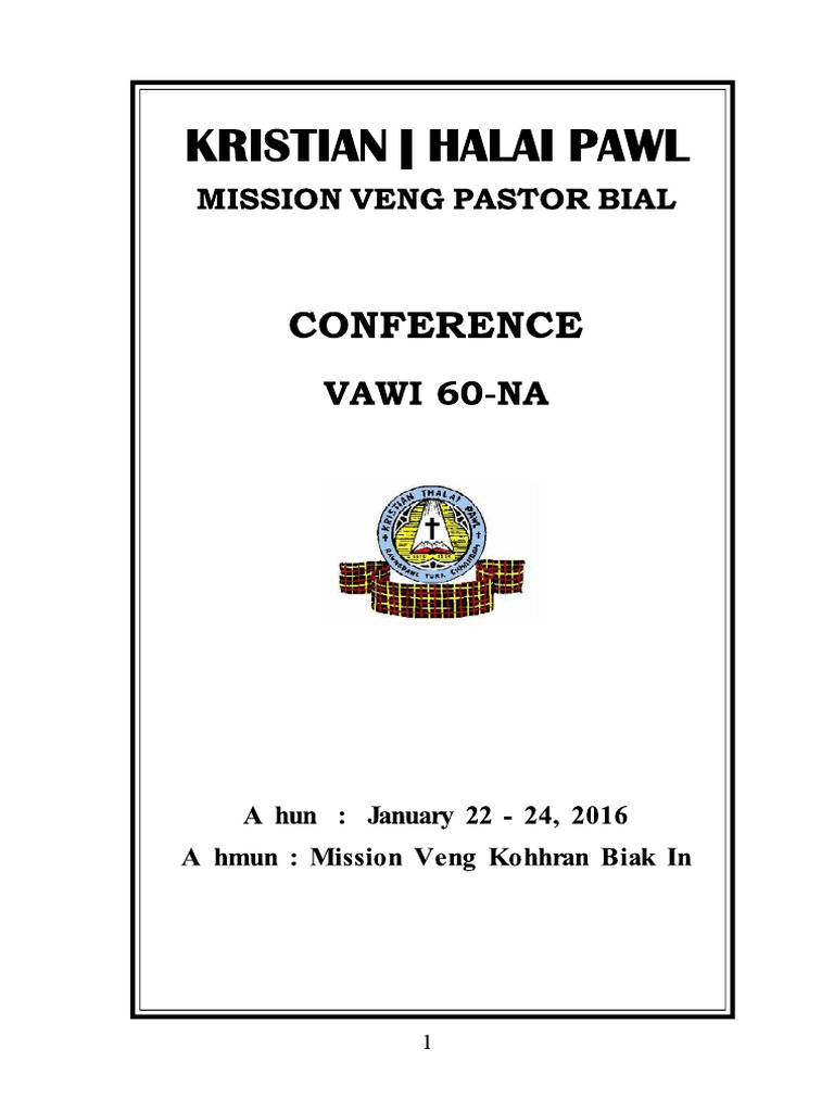 Mission Veng Pastor Bial Conference Vawi 60-Na PDF | PDF