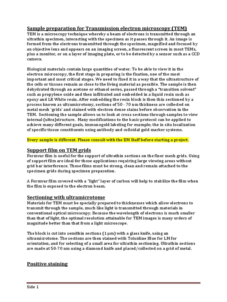 TEM Sample Preparation | PDF | Transmission Electron Microscopy ...