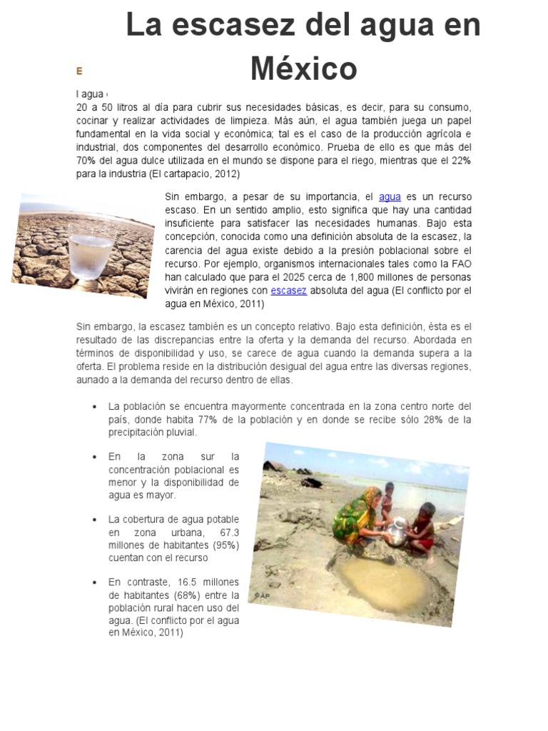 Escasez de agua en México: causas y datos | PDF