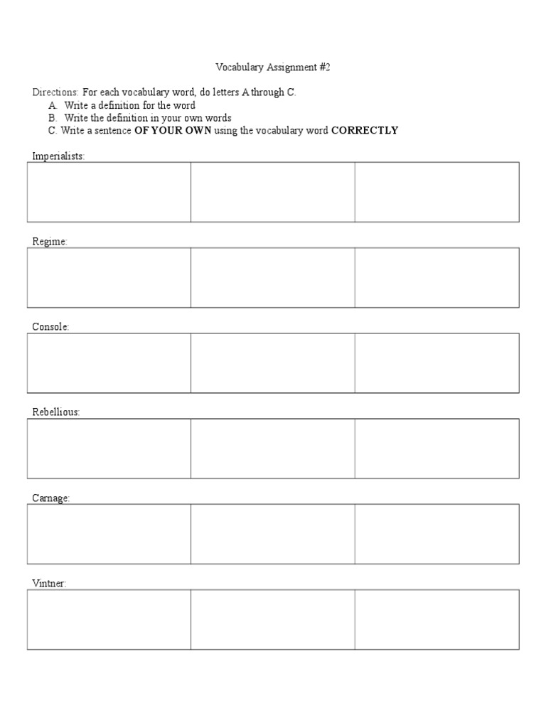 Persepolis Vocabulary Assignment 2 | PDF