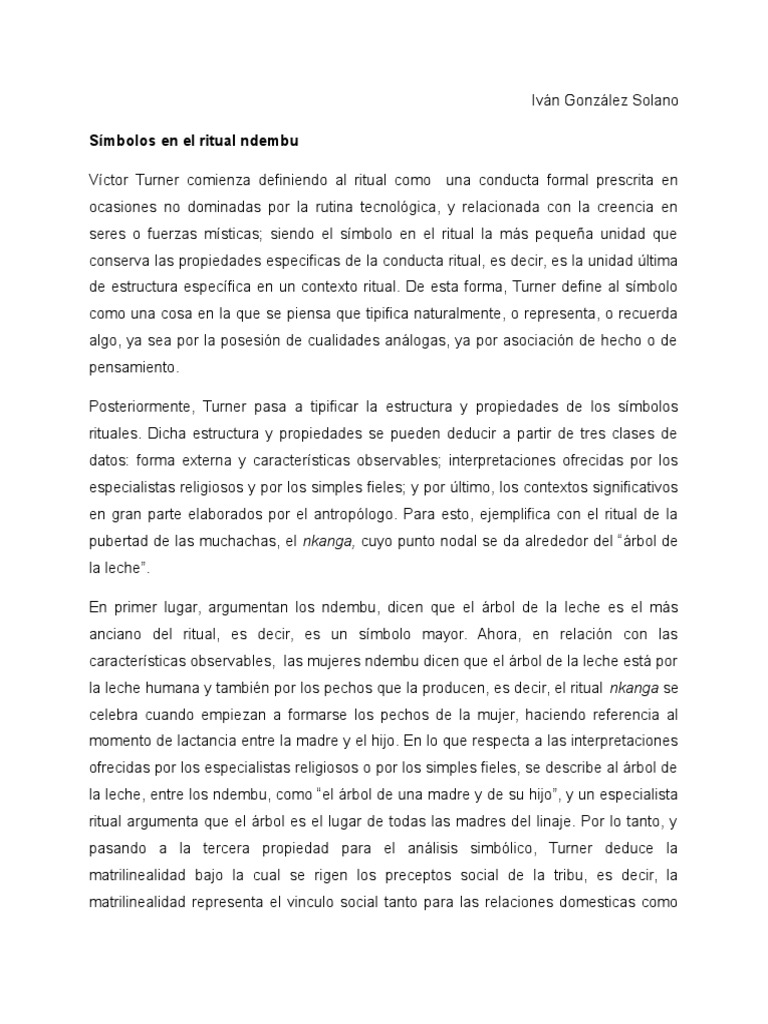 Ritual Ndembu | Descargar gratis PDF | Rituales | Los símbolos