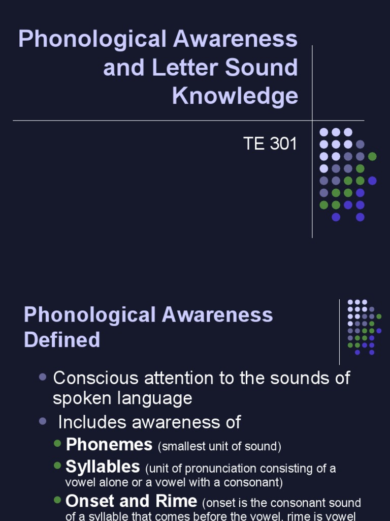 Phonological Awareness and Letter Sound Knowledge | PDF | Syllable ...