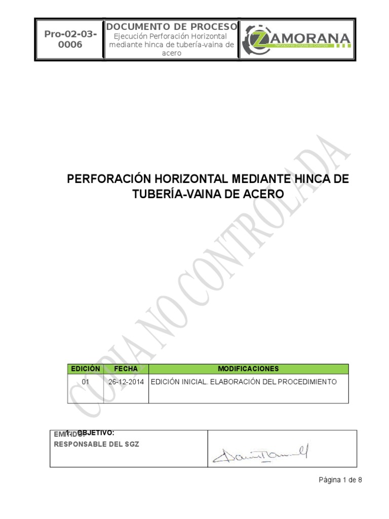 Pro-02!03!006 Ejecución Perforación Horizontal Mediante Hinca de ...