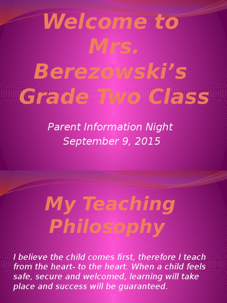 Welcome To Mrs. Berezowski's Grade Two Class: Parent Information Night ...