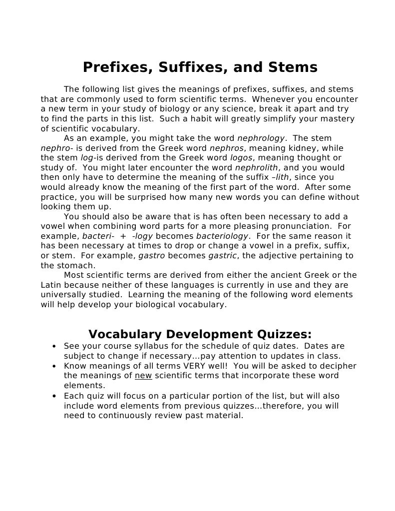 Prefixes, Suffixes, and Stems | PDF | Word | Nature