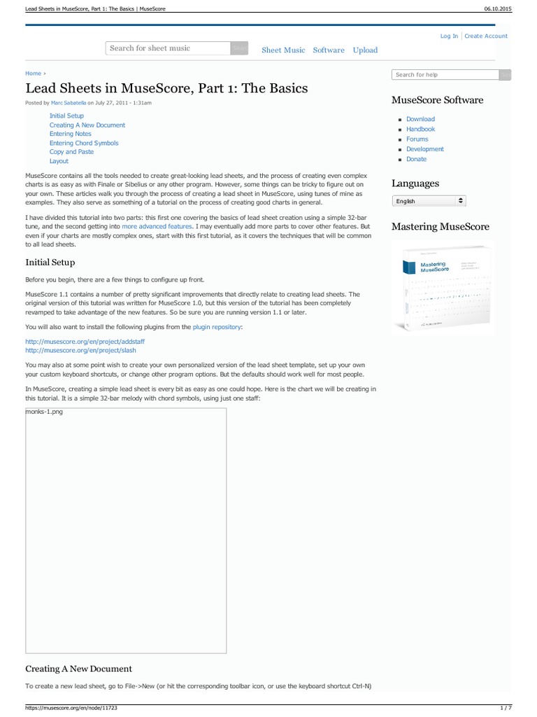 Lead Sheets in MuseScore, Part 1 The Basics MuseScore | PDF | Lead ...