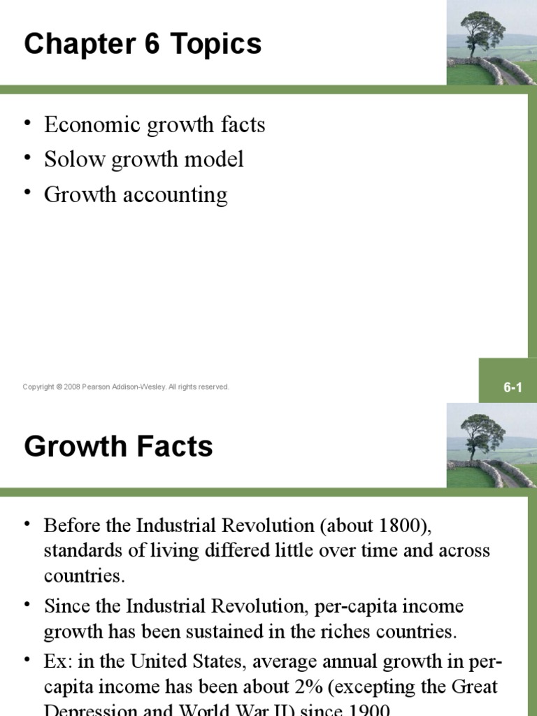 Chapter 6 Topics: - Economic Growth Facts - Solow Growth Model - Growth ...