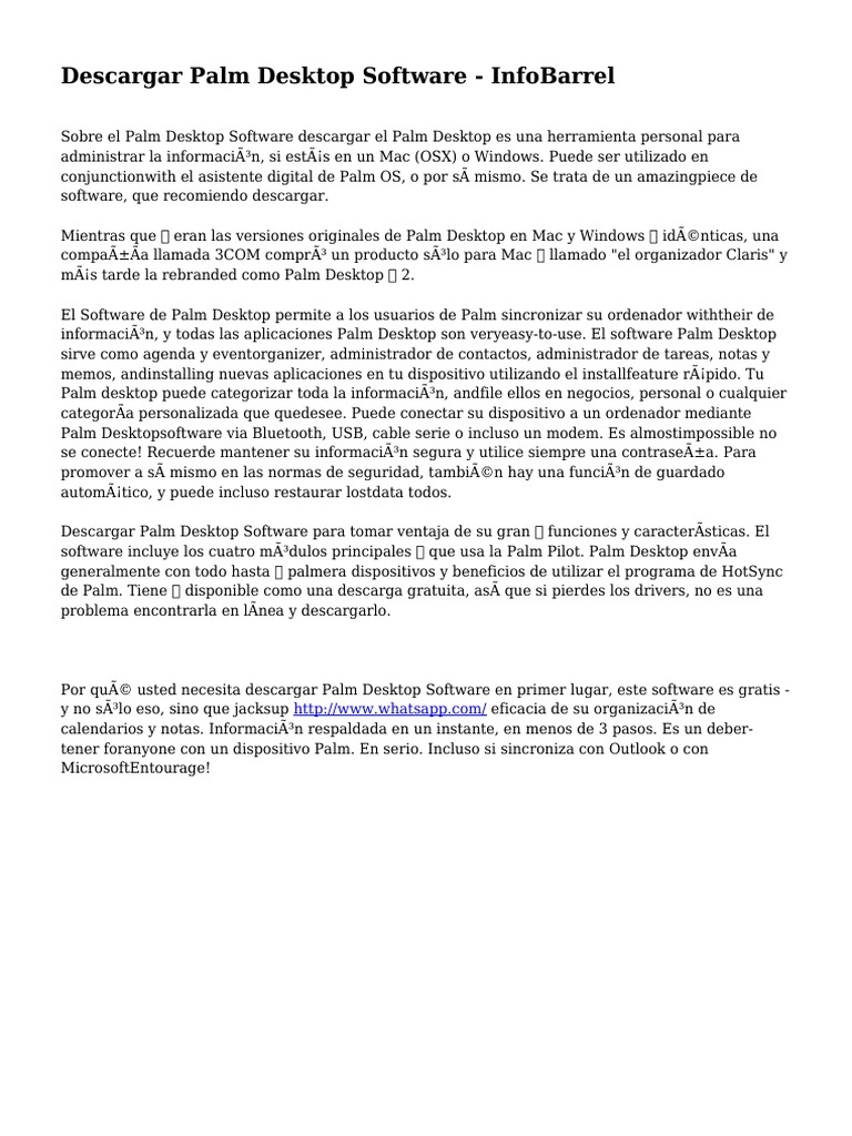 Descargar Palm Desktop Software - InfoBarrel | PDF | Mac OS | Software ...