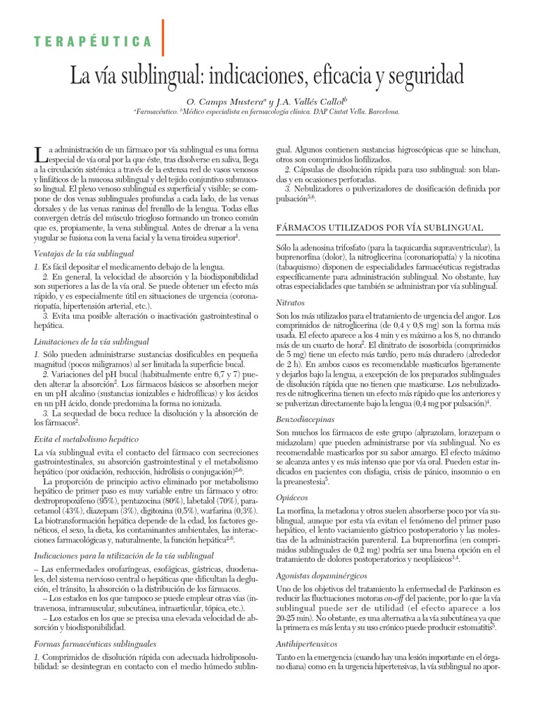 La Via Sublingual | PDF | Medicamentos con receta | Farmacología