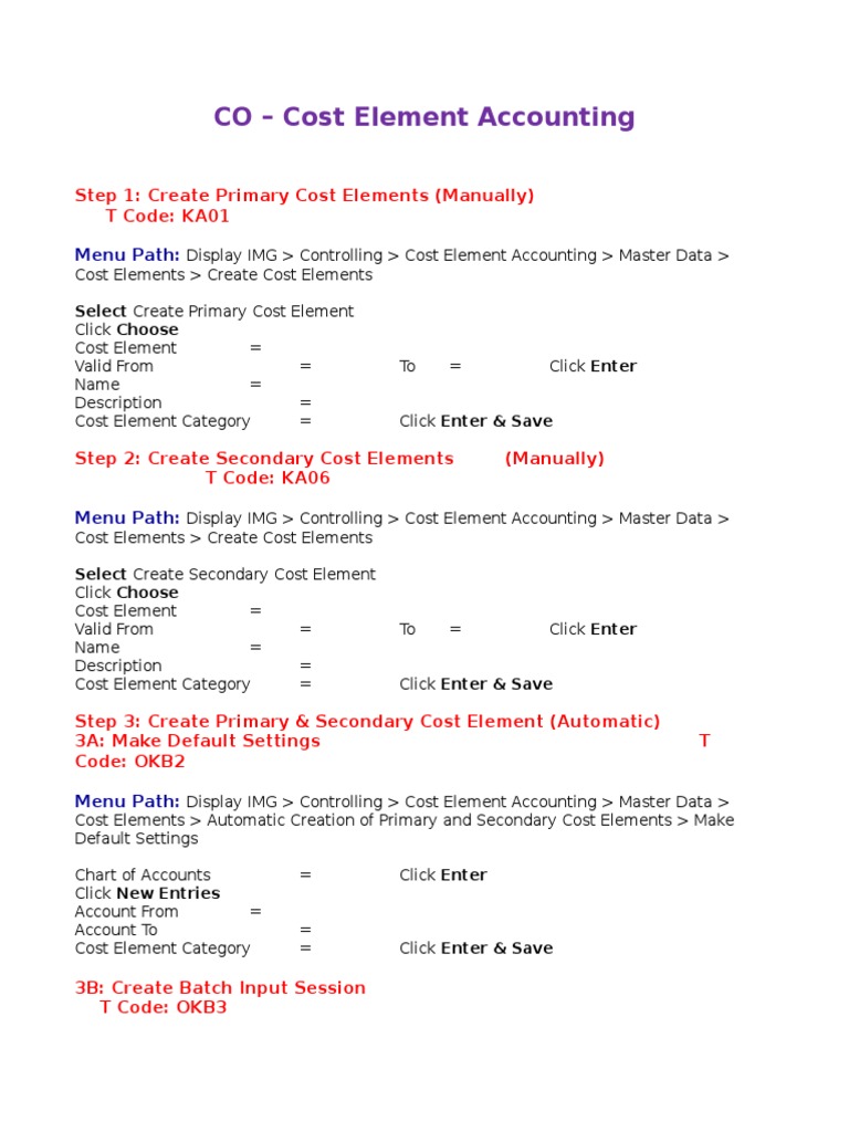 Cost Element Accounting in SAP FICO | PDF | Menu (Computing ...
