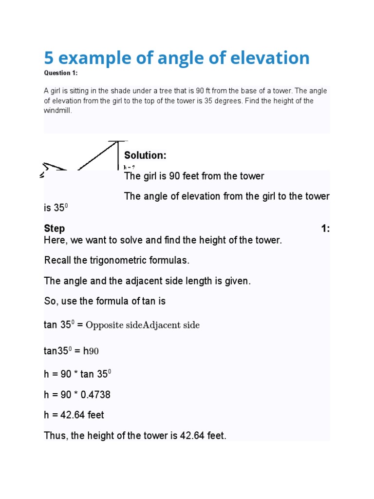 5 Example of Angle of Elevation | PDF
