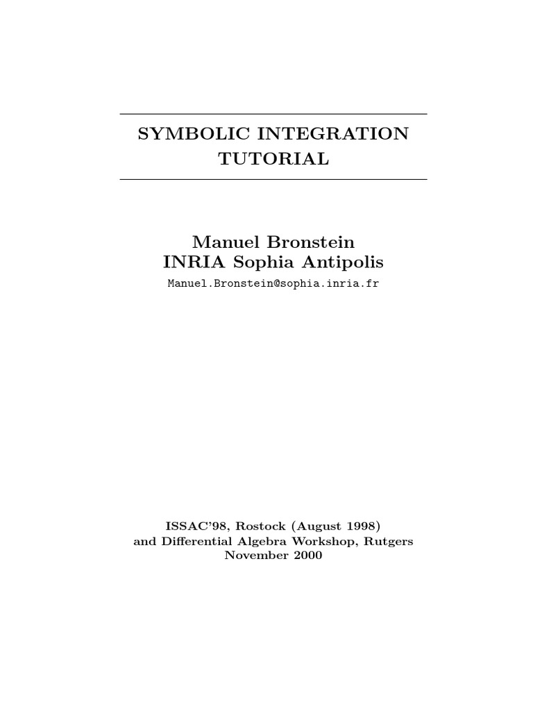 A Comprehensive Guide to Symbolic Integration Techniques for Rational ...