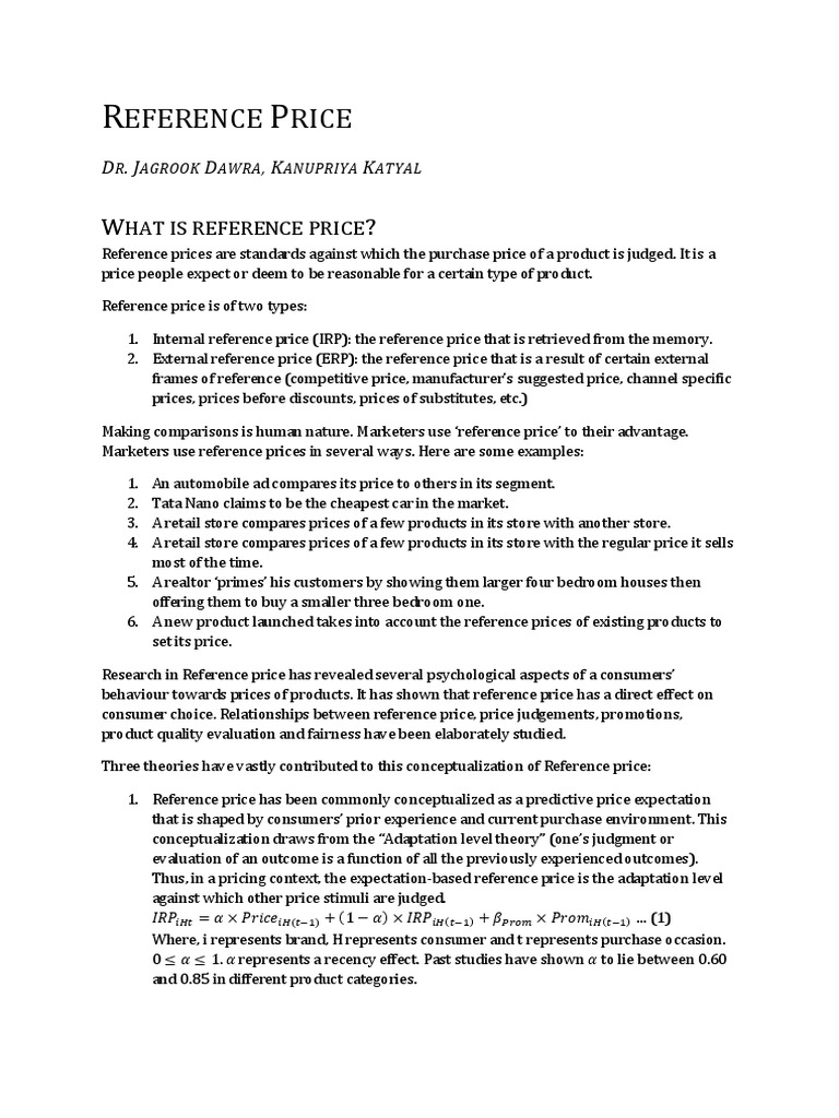 04 Reference Price | PDF | Retail | Brand