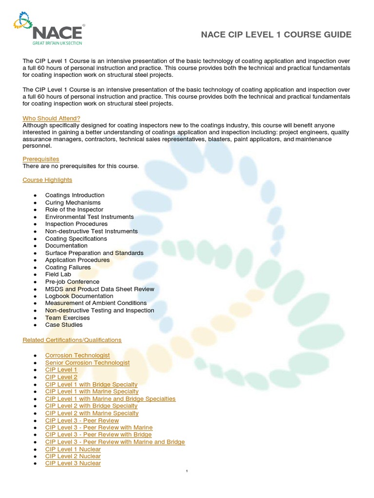 Nace Cip Level I Guide PDF | PDF | Technology & Engineering
