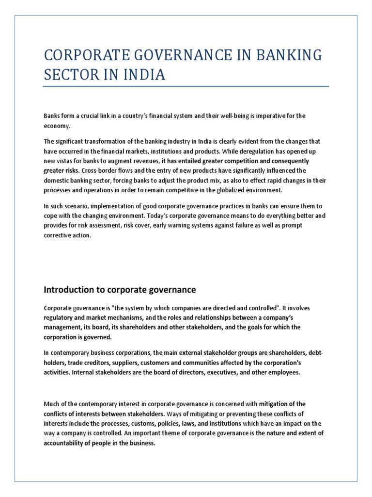 Corporate Governance in Banks | PDF | Corporate Governance | Governance