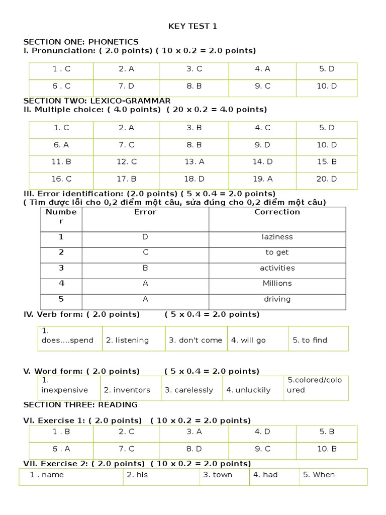 Key Test English 8 | PDF | Phrase | English Language
