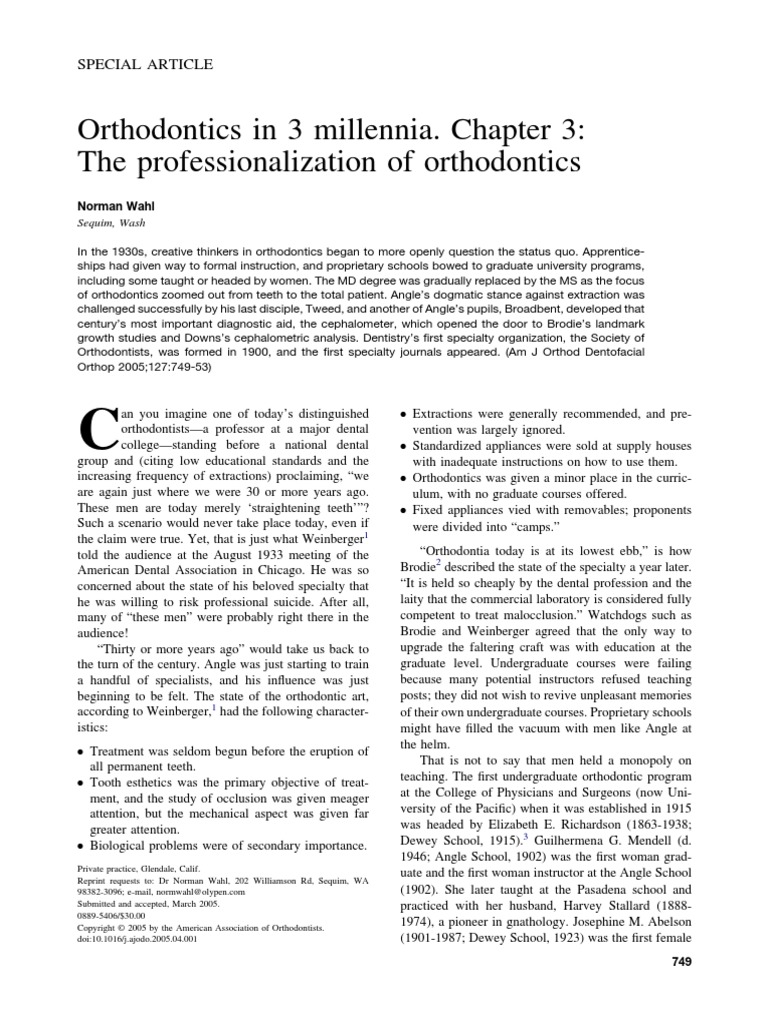 Orthodontics in 3 Millennia. | PDF | Orthodontics | Dentistry