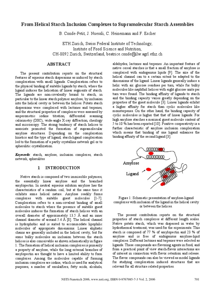 From Helical Starch Inclusion Complexes To Supramolecular Starch ...