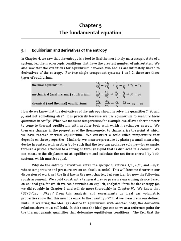 The Fundamental Equation | PDF | Thermodynamic Equilibrium | Entropy