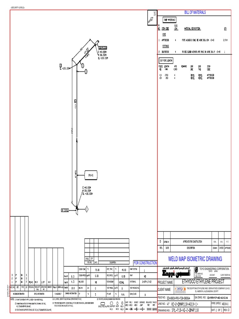 Weld Map Isometric Drawing for Construction | PDF
