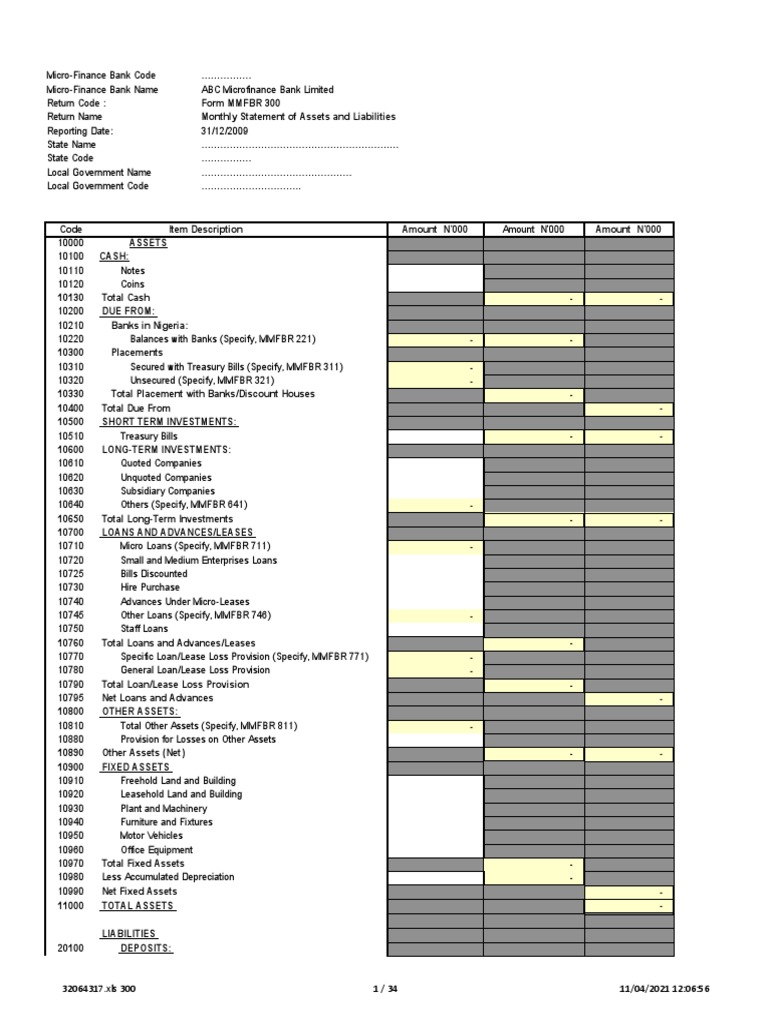 MFB Returns Format v4 | PDF | Microfinance | Deposit Account