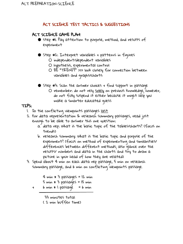 Act Science Test Tactics & Suggestions | PDF