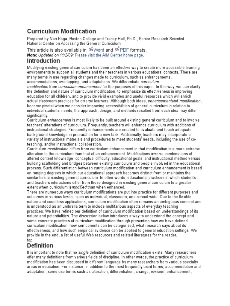 Curriculum Modification | PDF | Curriculum | Special Education