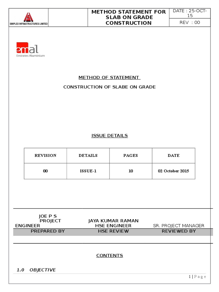 MS For Slab On Grade | PDF | Excavation (Archaeology) | Concrete