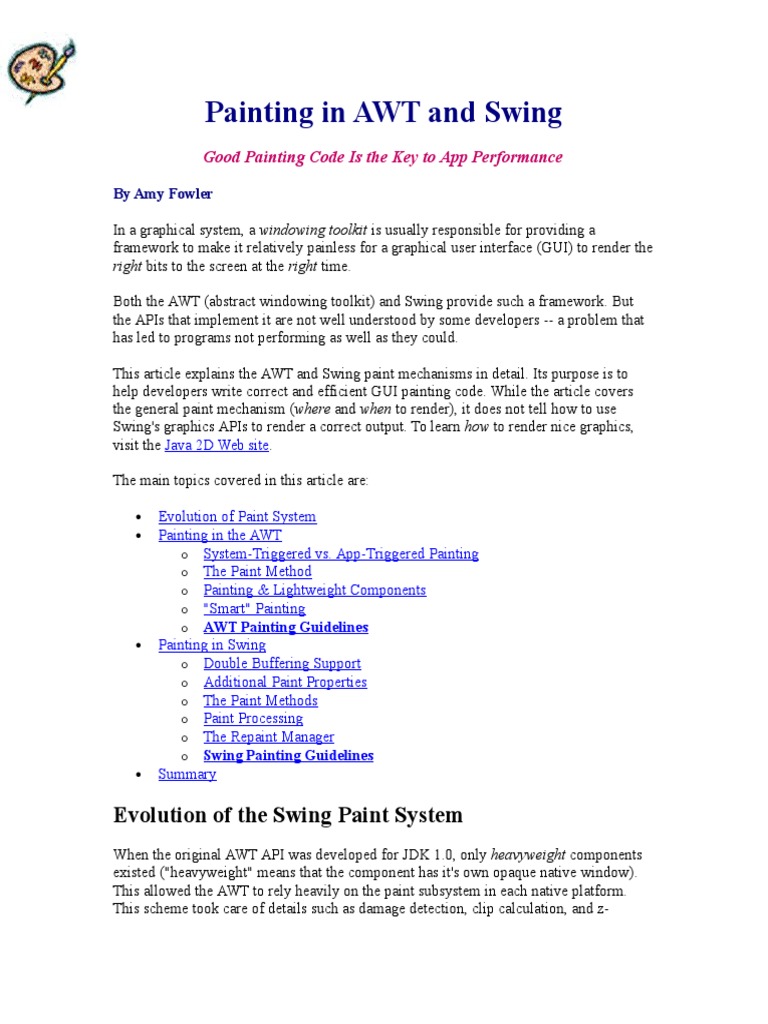 Painting in AWT and Swing | PDF | Computing Platforms | Software Development
