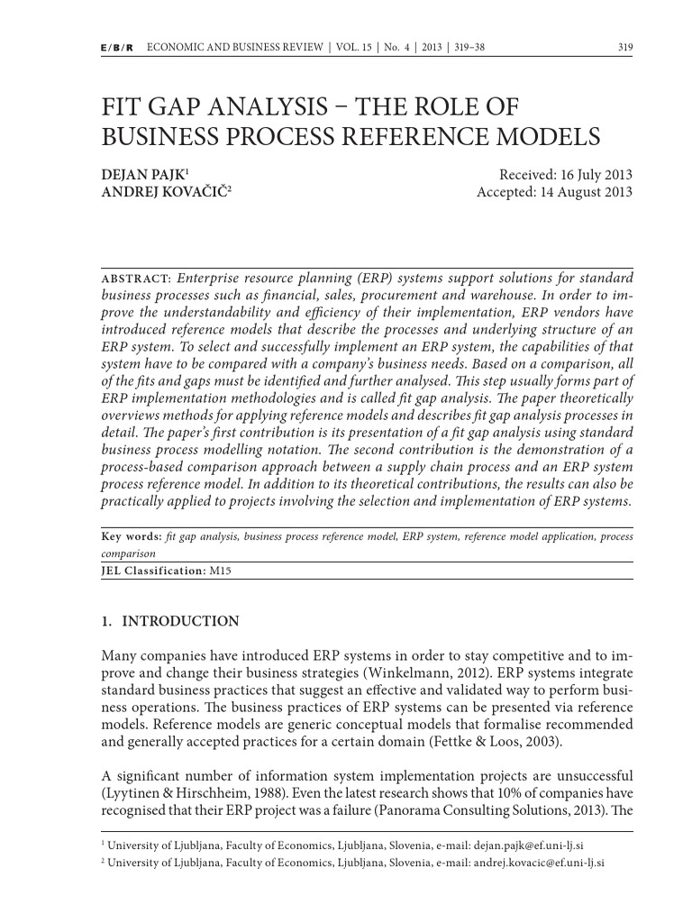 Fit Gap Analysis - The Role of Business Process Reference Models | PDF ...