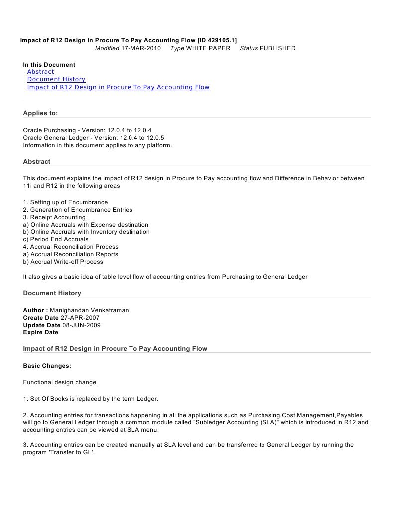 Impact of R12 Design in Procure To Pay Accounting Flow | Download Free ...