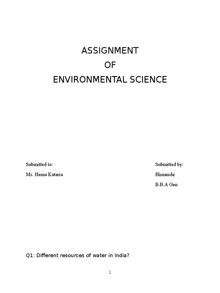 EVS Assignmnt (BBA 6th Sem) | PDF | Groundwater | Reservoir
