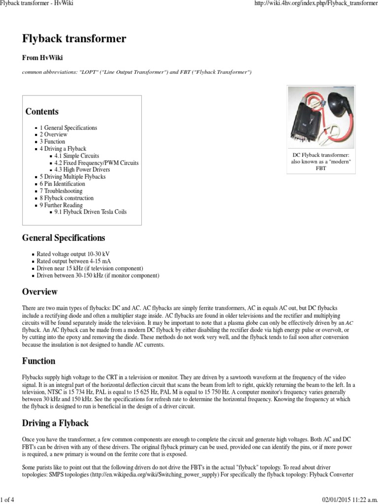 Flyback Transformer - HvWiki | PDF | Series And Parallel Circuits ...