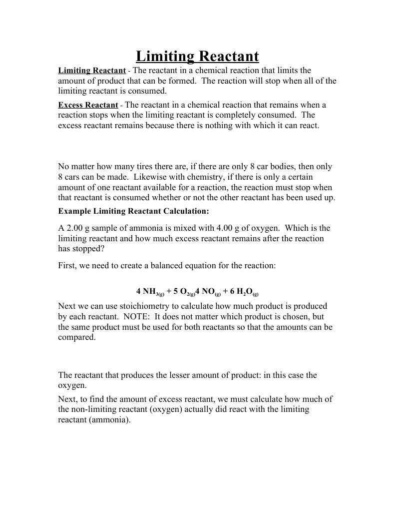 Limiting Reactant | PDF | Mole (Unit) | Molar Concentration