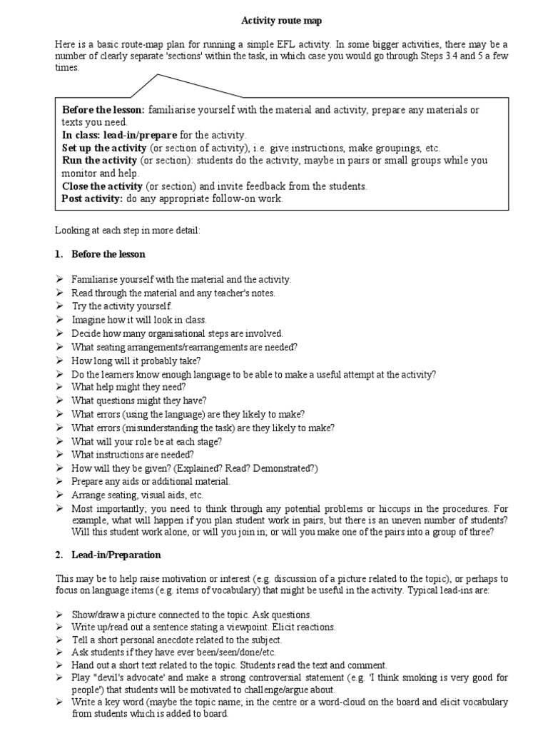 Activity Route Map | PDF | Vocabulary | Motivation