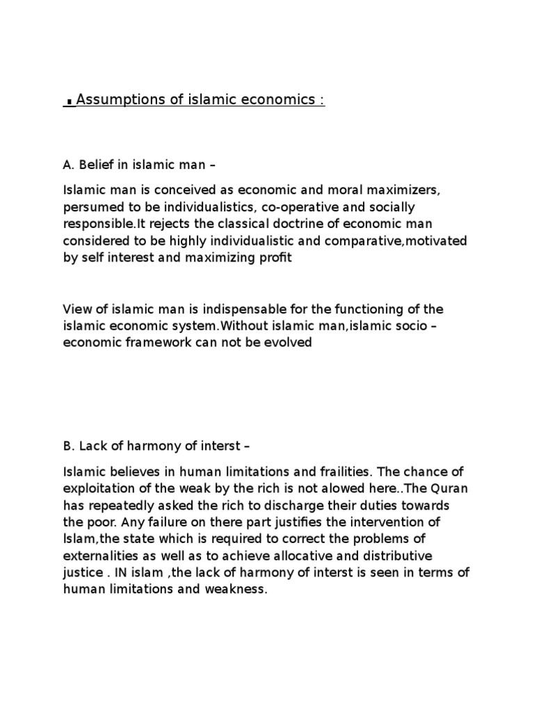 Assumptions of Islamic Economics | PDF | Ownership | Exploitation Of Labour
