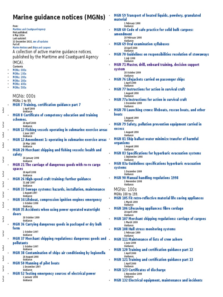 Marine Guidance Notices (MGNS) | PDF | Ship Transport | Ships
