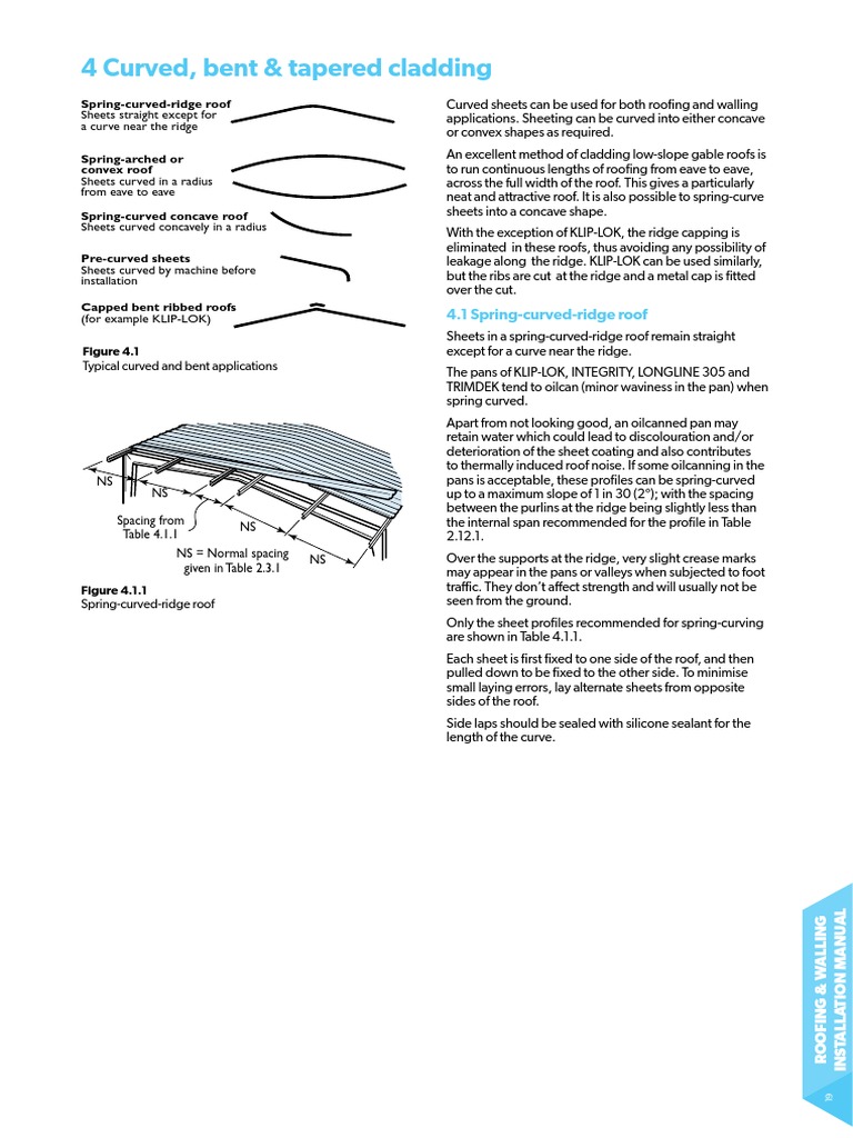 4 Curved, Bent & Tapered Cladding: 4.1 Spring-Curved-Ridge Roof | PDF ...