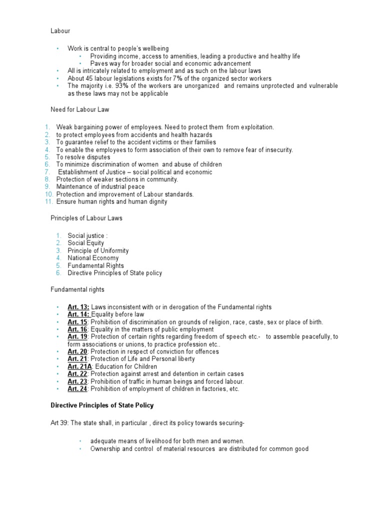 Labour Laws Protect Workers' Rights | PDF | International Labour ...