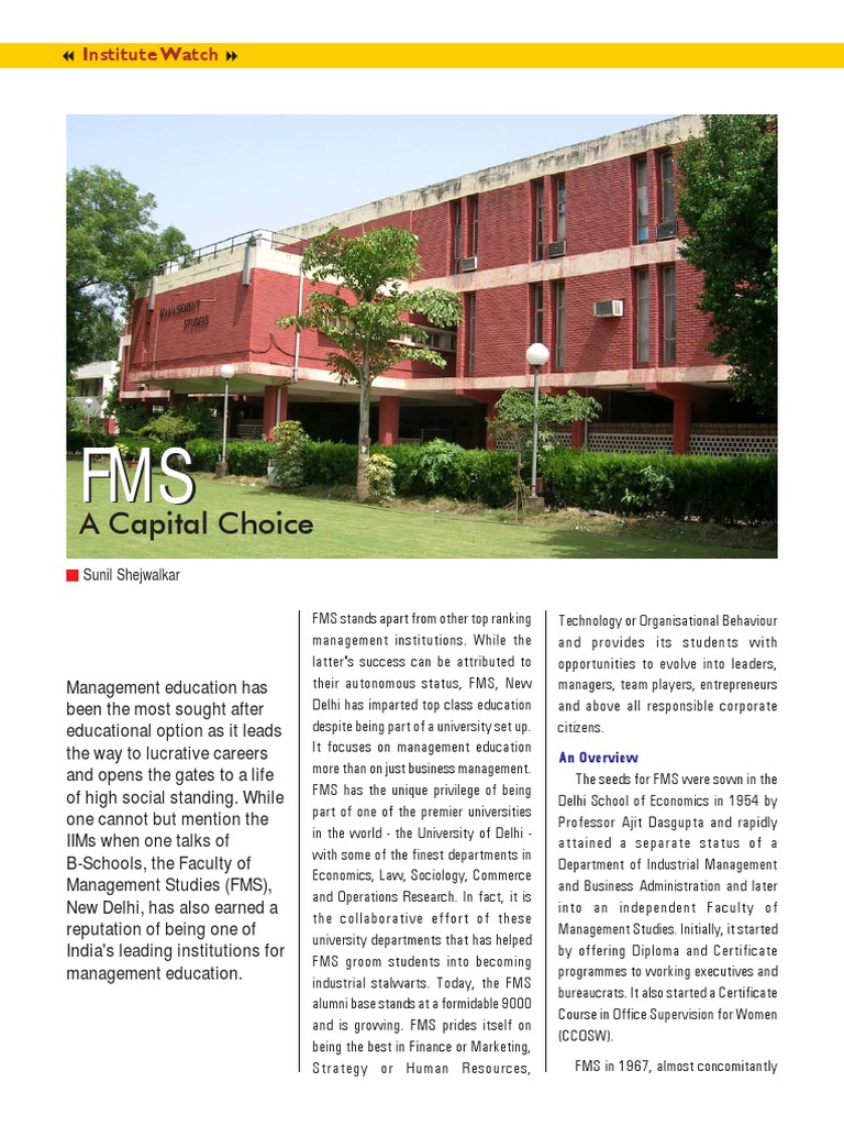 Institute Watch Fms | PDF | Master Of Business Administration | Academia