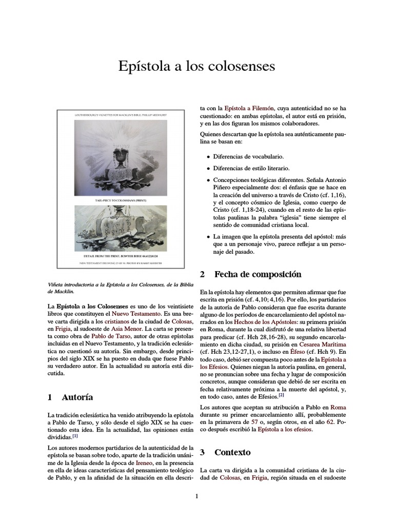 Epístola A Los Colosenses | PDF | Canon bíblico cristiano | Epístola a los colosenses